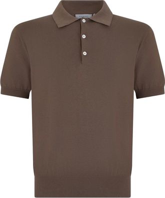 Canali Homme, Tops, Brun, Taille: L Polo &agrave; manches courtes