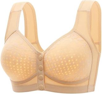 Generic Haut avec fermeture &agrave; bouton-pression en dentelle pour femme - Couverture compl&egrave;te - Soutien-gorge confortable sans armatures - L&eacute;g&egrave;rement doubl&eacute; - Sa