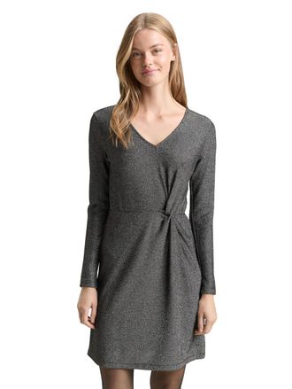 Tom Tailor Damen 1049518 Fitted Mini-Kleid mit Glitzer-Effekt, 34029-Black Glitter, XL