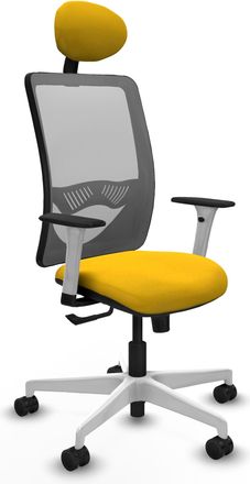 Piqueras y Crespo Stoff-B&uuml;rostuhl Zulema mit wei&szlig;en und schwarzen Armlehnen, h&ouml;henverstellbare Lendenwirbelst&uuml;tze und festes Kopfteil, ausgestattet mit 3 Positionen, Gr