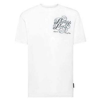 Philipp Plein Homme, Tops, Blanc, Taille: 3XL T-shirt Col Rond Club The Course Stones
