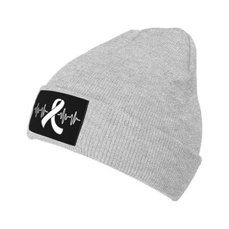 Generic Bonnet Thermo Sensibilisation Au Cancer du Poumon Et Au Rythme Cardiaque avec Ruban Blanc Thermique Casquette De Cr&acirc;ne &Agrave; Revers Doux Bonnet pour Sport