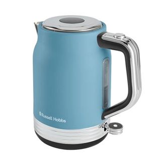 Russell Hobbs Bouilloire &eacute;lectrique [1,7L, 2 400 W] Hanley (Design vintage bleu, acier inox, &eacute;conome en &eacute;nergie,couvercle &agrave; bouton-poussoir,jauge niveau deau, base 