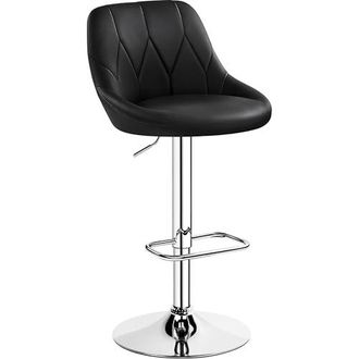 Yaheetech Tabouret de Bar en Similicuir Hauteur Réglable de 86 cm à 107,5 cm Chaise de Bar Assise Pivotante Repose-Pied Carré Tabouret Haut Cadre Métallique Gal