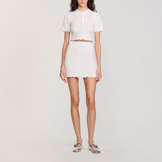 Sandro Pull court en maille perl&eacute;e