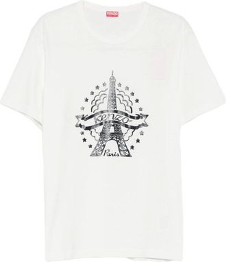 Kenzo T-shirt en coton &agrave; col rond - Homme - Tops - Blanc - Taille: XL