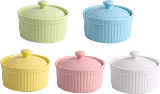 Amosfun Keramikschale Mit Deckel Schalen Keramik Backsch&uuml;sseln Mit Deckel Backsch&uuml;ssel Mit Dessertschalen Puddingschalen Backschalen Mehrzweckschalen Souffl&eacute;s