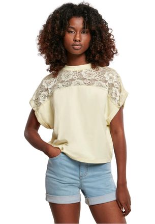 Urban Classics Damen Ladies Short Oversized Lace Tee T-Shirt, Softyellow, 3XL EU
