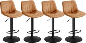 Vasagle Chaises de Bar R&eacute;glables, Tabourets avec Dossier, Rotation 360&deg;, PU, pour Cuisine, Salle &agrave; Manger, Lot de 4, Marron