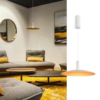 SLV LALU Pendelleuchte ELYPSE 33 Aufbau Weiß | Hängelampe mit warmweißen LED dimmbar | Hochwertiger Aluminium Lampenschirm Durchmesser 33cm | Ideal für Es