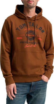 Tom Tailor Sweat &agrave; capuche logo print Marron