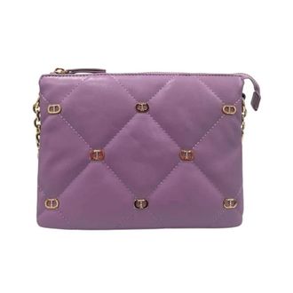 Twinset Gesteppte Umh&auml;ngetasche aus Leder mit Kettenriemen - - Bags - Damen - Lila - ONE SIZE