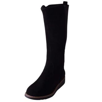 Absolute Footwear Bottes compens&eacute;es longueur genou pour femme avec panneaux lat&eacute;raux &eacute;lastiques, Microfibre noire, 38 EU
