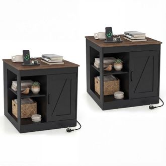 Costway table de chevet table de nuit table de chevet avec prise int&eacute;gr&eacute;e night stand table de nuit bois table de chevet bois table de chevet connect&eacute;e tabl