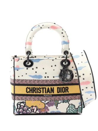 Dior 2021-2025 mittelgroße Ciel de Reve Lady D Lite Satchel-Tasche - Weiß