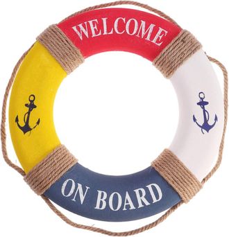 Pretyzoom 40cm Deko Rettungsring Schaumstoff Vintage Retro Schwimmkreis Welcome on Board Reifen Dekoration Deko zum Aufhängen für Bar Fenster Hintergrund Wandde