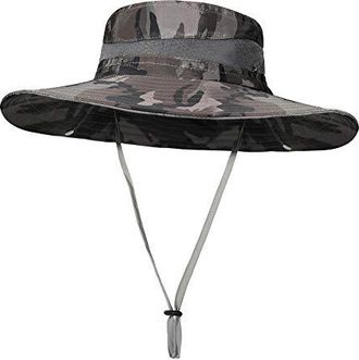 ZLYC Eté Camouflage Chapeau de Soleil Safari Chapeau pour Homme(Camo Gris),Taille Unique