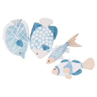 Angoily 4 St&uuml;ck Holz Wandbehang Fisch Dekoration K&uuml;stenstil Blau K&uuml;stenflair H&auml;ngedeko Wohnzimmer B&uuml;ro Veranda