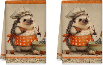 Generic Küchenhandtücher mit Herbst-Igel, fantasievoll, verspielt, Schneebesen, Orange, zum Trocknen, Küchenhandtücher, Kabine, Küchendekoration, 40,6 x 61 cm