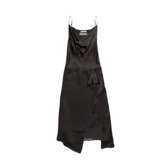 Acne Studios Robe midi &agrave; volants et bordure en dentelle - Femme - Robes - Brun - Taille: 40 FR