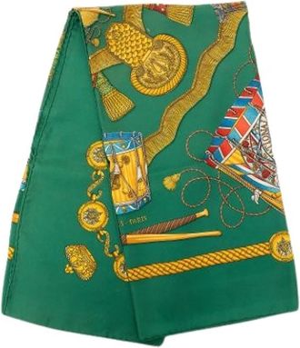 Herm&egrave;s Pre-owned Les Tambours Scarf - Femme - Pre-owned - Vert - Taille: ONE Size