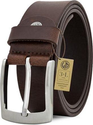 Lindenmann ceinture homme de cuir de buffle, 40 mm large et 3,8 mm fort, ajustable, ceinture, ceinture de cuir, ceinture pour jeans, XL, noir/marron fonc&eacute;, Gr&ouml;&szlig;e