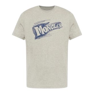Moncler T-shirt en coton avec logo Sketch - Homme - Tops - Gris - Taille: 2XL