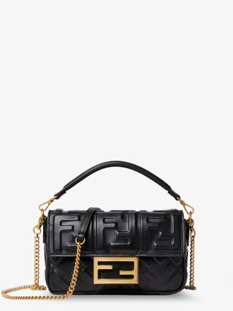 Fendi Baguette Mini leather shoulder bag with embossed FF pattern - FENDI - gender_Woman