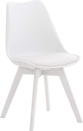 Clp Esszimmerstuhl Linares Kunststoff I Stoff I Samt I Cord I Lederoptik I Lehnstuhl Mit Holzgestell, Farbe:weiß/weiß, Material:Kunststoff