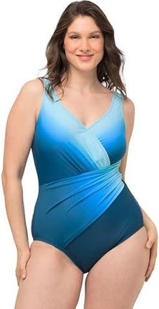Ulla Popken Dana Maillot de Bain Enveloppant, dégradé de Couleur pièce, Bleu, 54 Femme