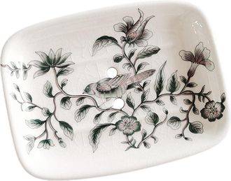 Garneck Keramik Seifenschale mit Abtropffl&auml;che und Abflussl&ouml;chern Dekorativer Seifenhalter f&uuml;r Handseife und Dusche Badzubeh&ouml;r mit Kreativem Muster Langlebig 