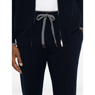 Fedeli Cashmere Knit Track Pants - Blue