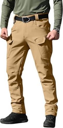 Generic Pantalon de randonn&eacute;e imperm&eacute;able doubl&eacute; de polaire pour homme - Pantalon &eacute;pais rembourr&eacute; &agrave; isolation thermique - Pantalon cargo extensible pour lhive