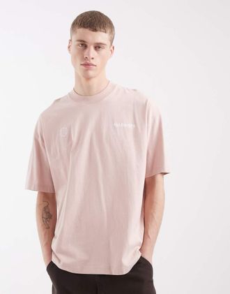 AllSaints Emblem - T-shirt imprim&eacute; au dos - Rose