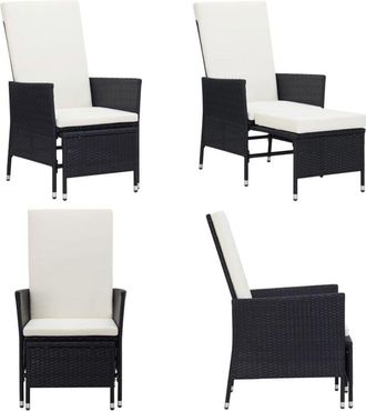 vidaXL Garten-Liegestuhl mit Auflagen Poly Rattan Schwarz - Gartensessel - Lounge Chair - Outdoor M&ouml;bel - Gartenliege - Relaxsessel - Home & Living