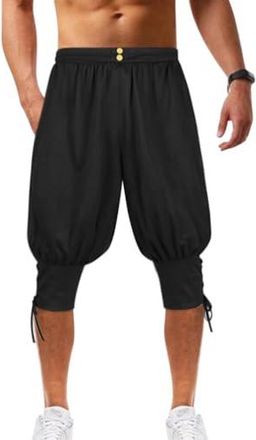 ORANDESIGNE Homme Shorts pour F&ecirc;te Disco avec Cordon de Serrage Court Pantalon avec Poches Bermuda Cargo Pantalon de Renaissance M&eacute;di&eacute;vale Colonial Viking Pirate 
