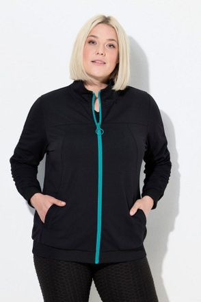 Ulla Popken Sweatjacke Sweatjacke &Auml;rmel-Raffband Kapuze