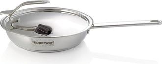 Tupperware Chef-Serie Gourmet-Line Pfanne 24 cm inkl. Metalldeckel Edelstahl