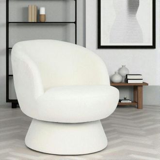 Pier Import Pier Import - Fauteuil blanc pivotant - tissu chenille, style rétro iena