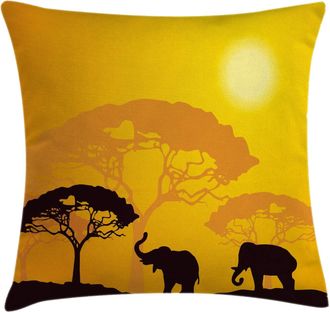 Abakuhaus Safari Kissenbezug, Abstrakt Wildlife, für den Innen oder Außen Bereich geeignet mit Reißverschluß Waschbarer Stoff, 45 x 45 cm, Erde Gelb Dunkelbraun