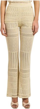 Patrizia Pepe Femme, Pantalons, Beige, Taille: 42 FR Pantalon large effet crochet