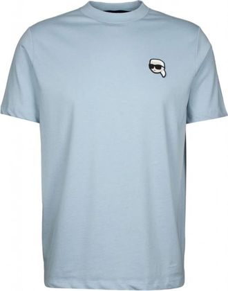 Karl Lagerfeld Homme, Tops, Bleu, Taille: M T-shirt dettaglio logo