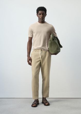 Mango T-shirt maille fine coton beige - Homme - XXL - MANGO MAN