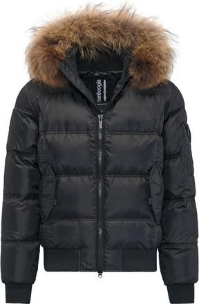 Bomboogie Homme, Vestes, Noir, Taille: 3XL Bomber rembourr&eacute; en plumes avec bordure &eacute;paisse en fourrure