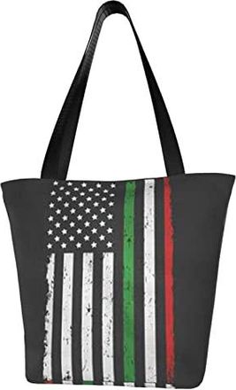 AOOEDM Italo-am&eacute;ricain Thin Line Flag Tote Bag Femmes Capacit&eacute; &Eacute;paule &Eacute;picerie Sacs