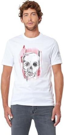 Kaporal T-Shirt Blanc t&ecirc;te de Mort Homme en 100% Coton Bio - Paint - L - Blanc