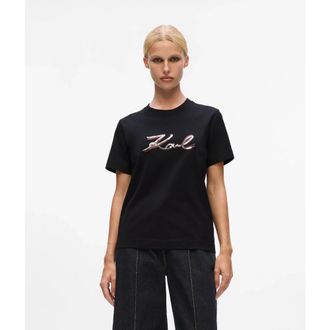 Karl Lagerfeld Sequin Logo T-shirt - - Tops - Damen - Schwarzk - M