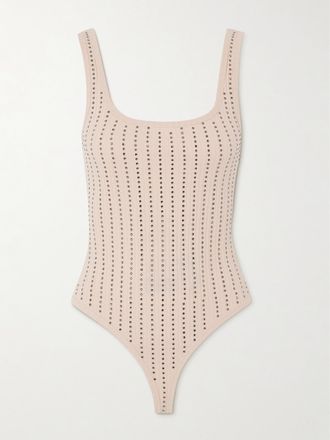 The Attico Body En Jersey De Coton C&ocirc;tel&eacute; &Agrave; Cristaux - &Eacute;cru