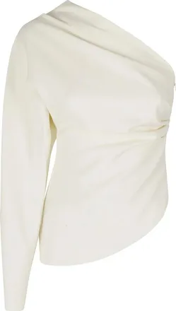 Federica Tosi Femme, Blouses et Chemises, Blanc, Taille: 36 FR Blouse &agrave; &eacute;paules d&eacute;nud&eacute;es drap&eacute;e