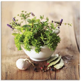 Artland ARTland Wanddeko Glasbilder Wandbild Glas Bild einteilig Quadratisch Stillleben Kräuter Gewürze Petersilie Mediterran T5QG